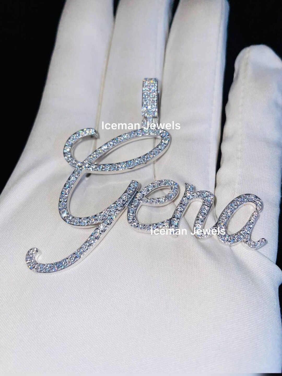 Custom VVS1 Moissanite Diamond Pendant, 925 Silver Letter Pendant, Iced ...