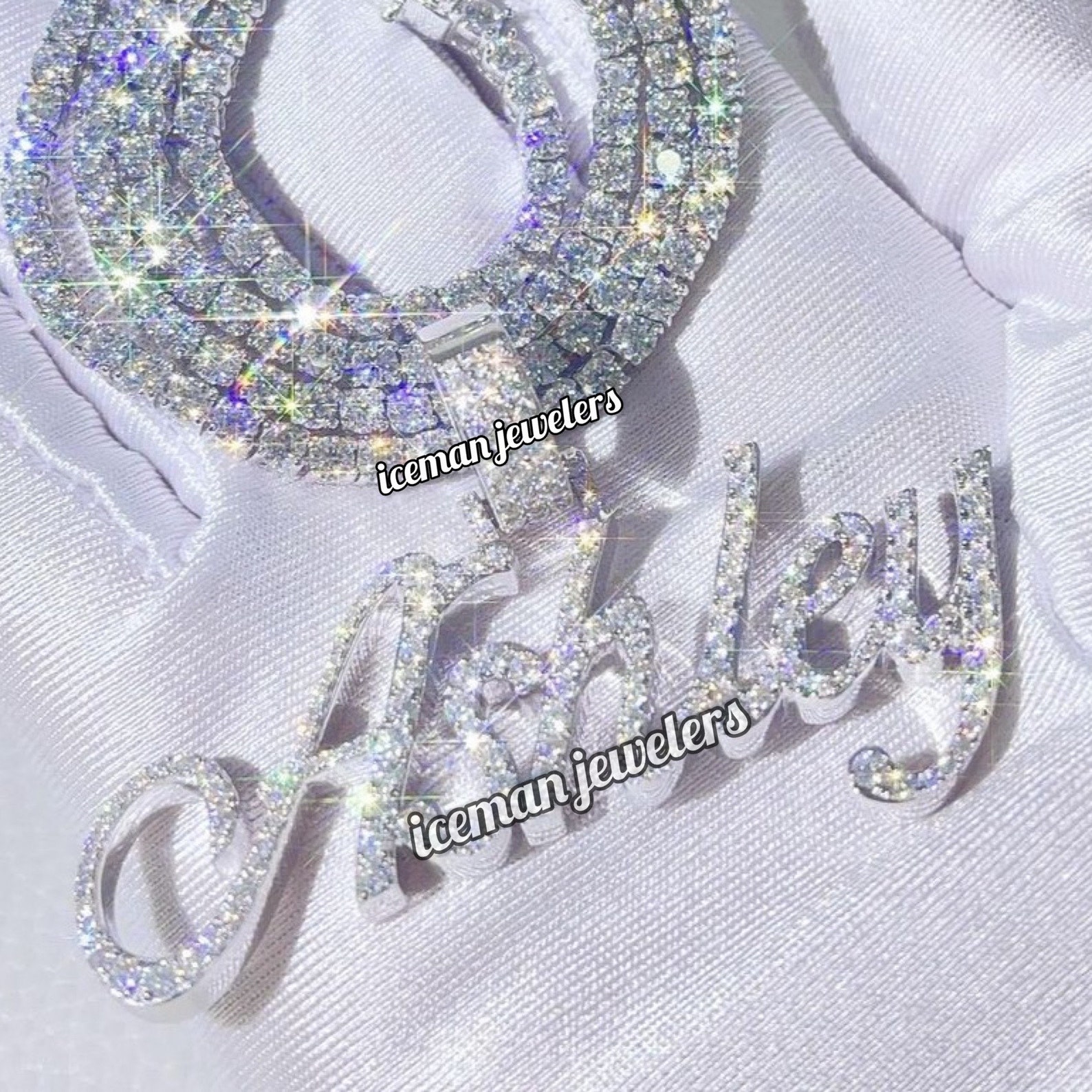 Custom Name Logo Number Iced Out VVS Moissanite Diamond Pendant, Unisex ...