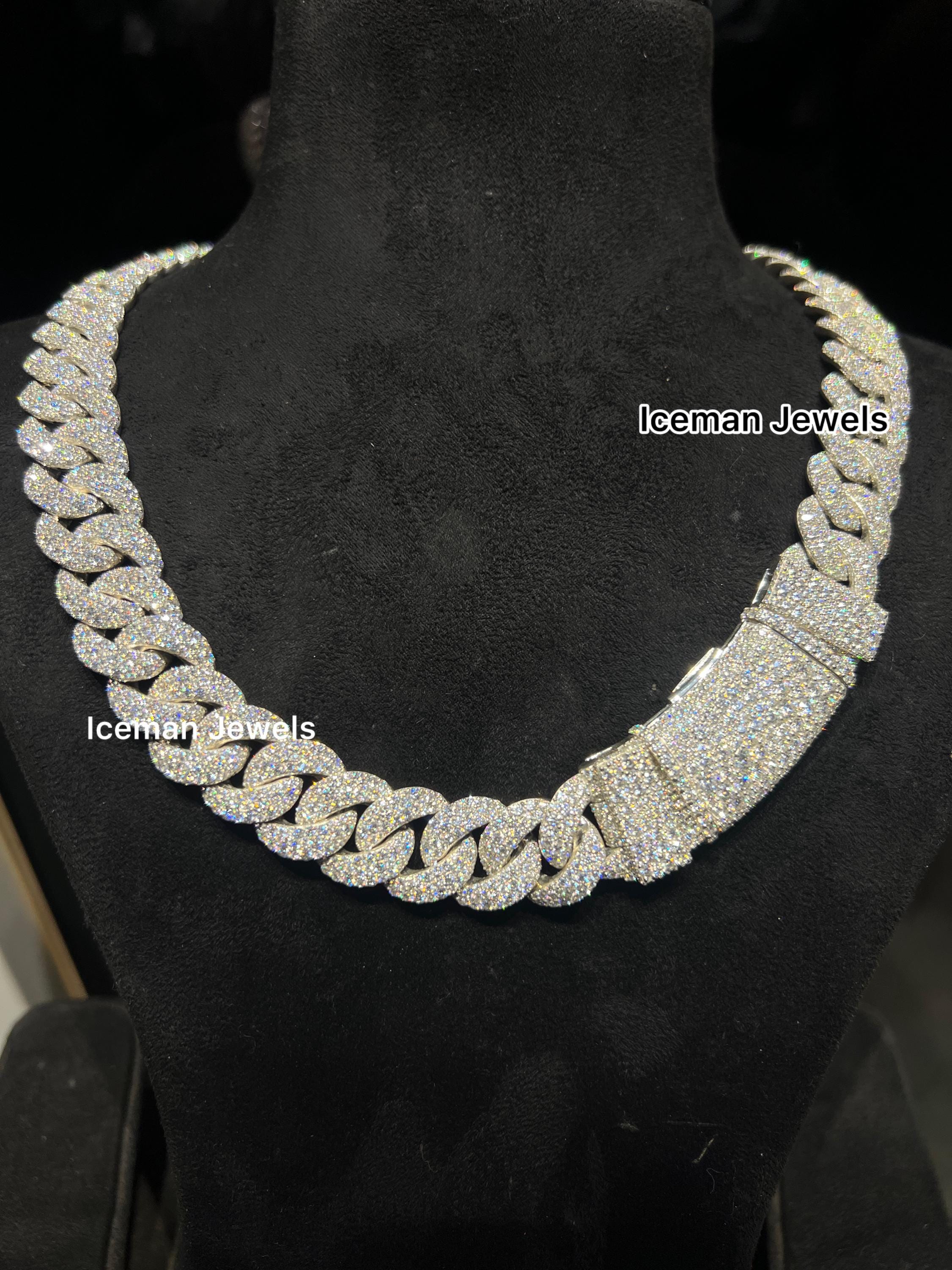 16mm MOSAIC Setting VVS1 Moissanite Diamond Cuban Link Chain Men's ...