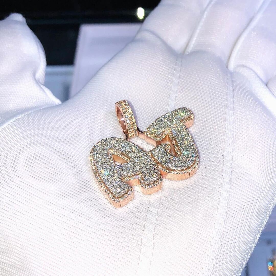 Fully Iced Out Charm AJ Pendant VVS1 Moissanite Diamond Hip Hop Pendant ...