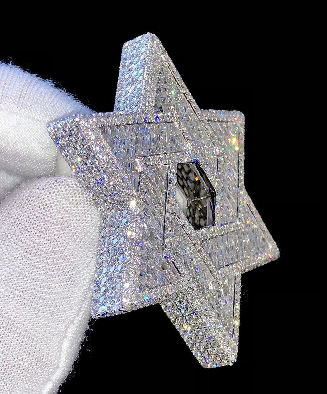 Fully Iced Out Charm Star Pendant, VVS1 Moissanite Diamond Hip Hop ...