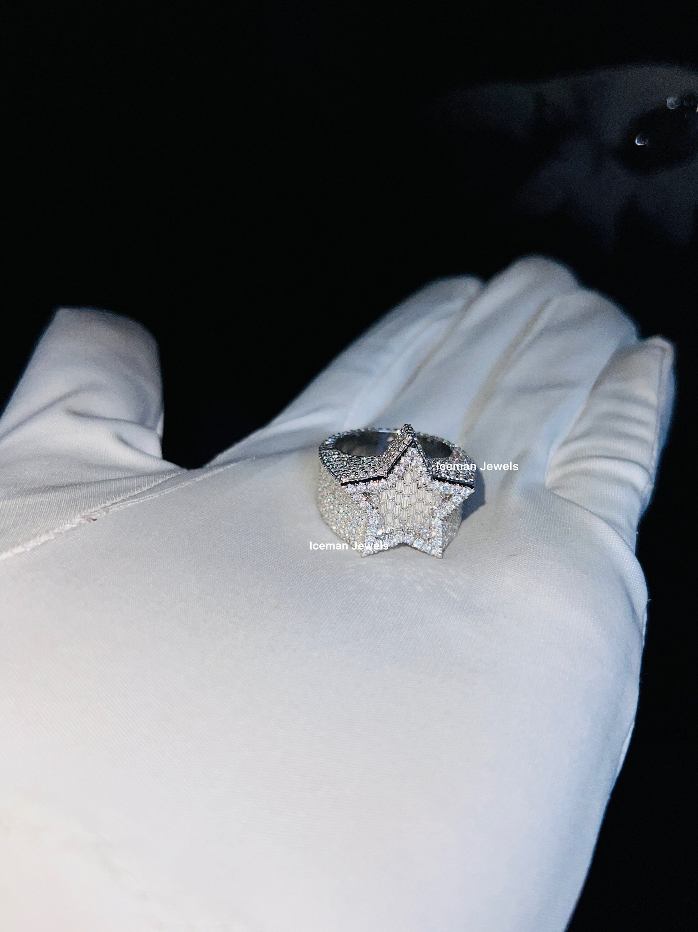 14K Gold Custom Star Champion Ring, Customized Iced Out Baguette ...