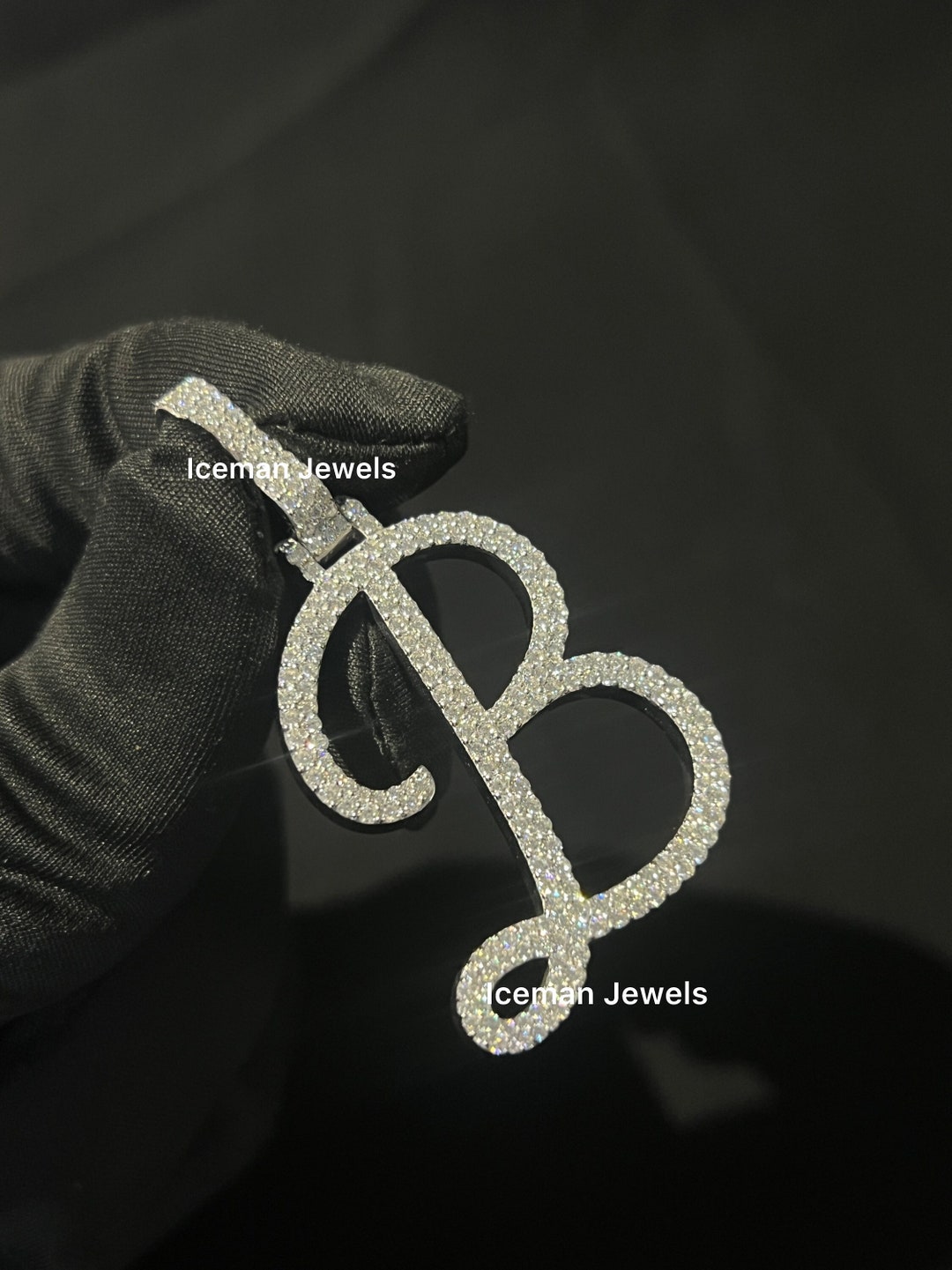 14K Gold Custom "b" Initial Hip Hop Letter Pendant, VVS Lab Grown ...