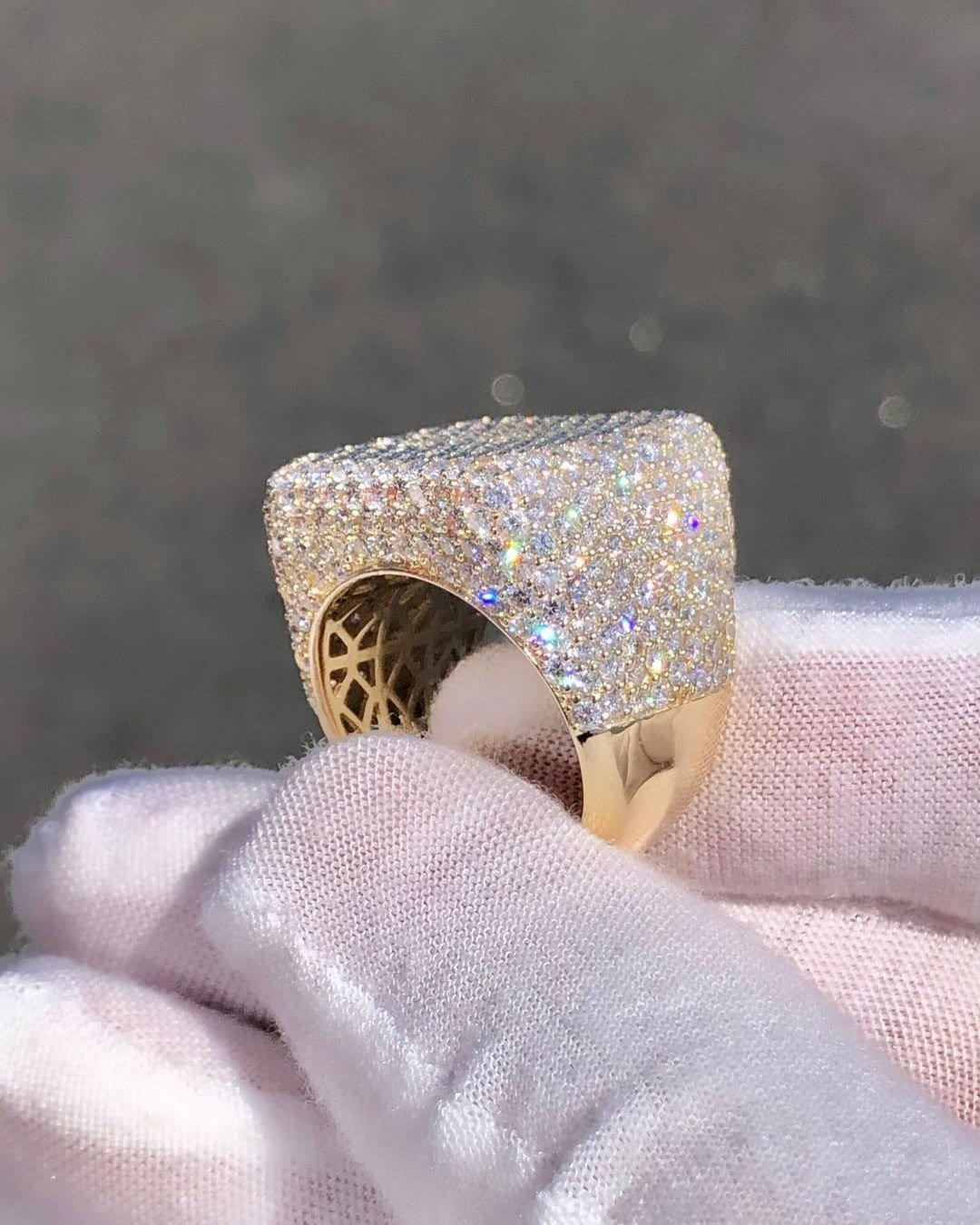 Men's Championship Ring, Fully Iced Out VVS Round Diamond Ring, Real ...