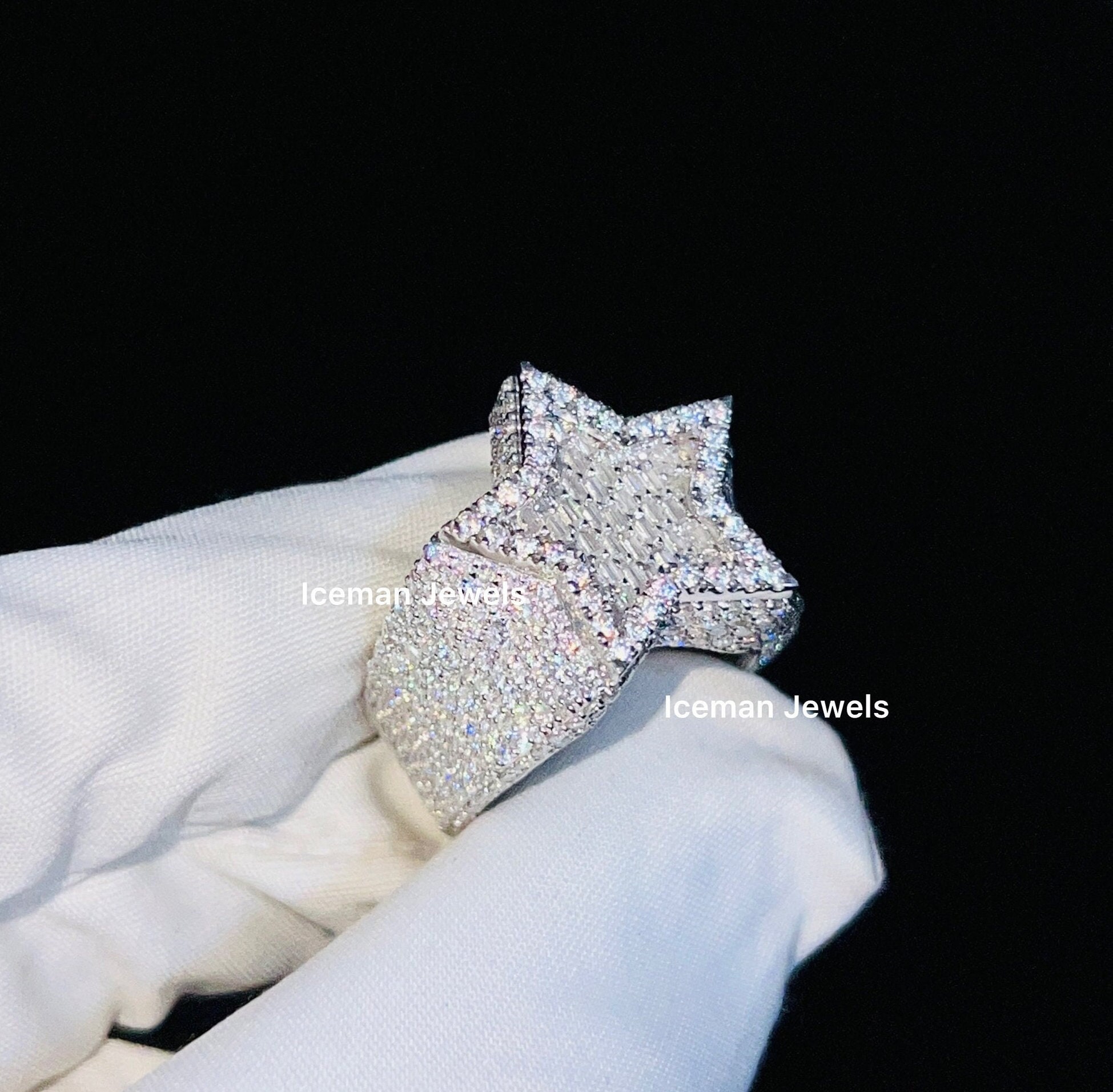 14K Gold Custom Star Champion Ring, Customized Iced Out Baguette ...