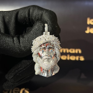 Jesus Enamel Pendant Iced Out Pendant 925 Silver Pendant for Unisex VVS ...