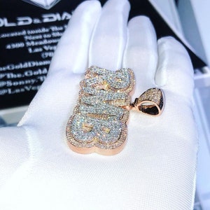 6.67 CTW Round VVS1 Moissanite Letter Pendant, Iced Out Hip Hop ...