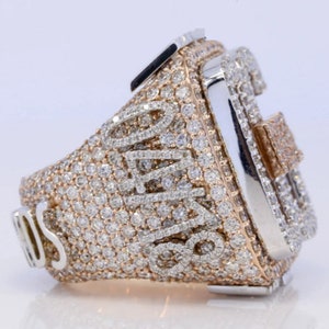 Mens Ice Out Ring, VVS Moissanite Diamond Ring, 925 Silver Championship ...