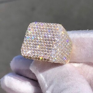 Men's Championship Ring, Fully Iced Out VVS Round Diamond Ring, Real ...