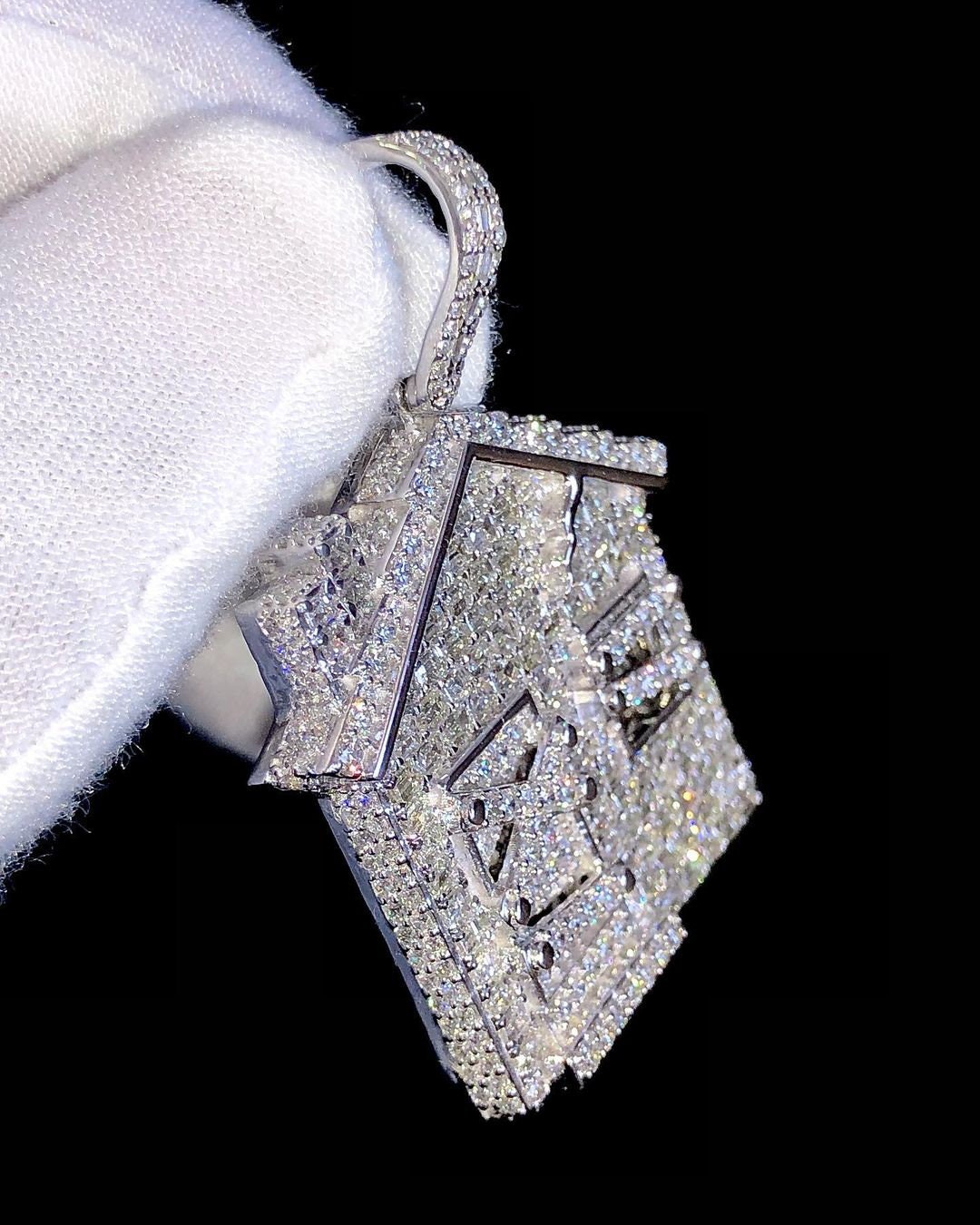 VVS Moissanite Custom Pendant, Custom Any Font Charm, Iced Out Logo ...