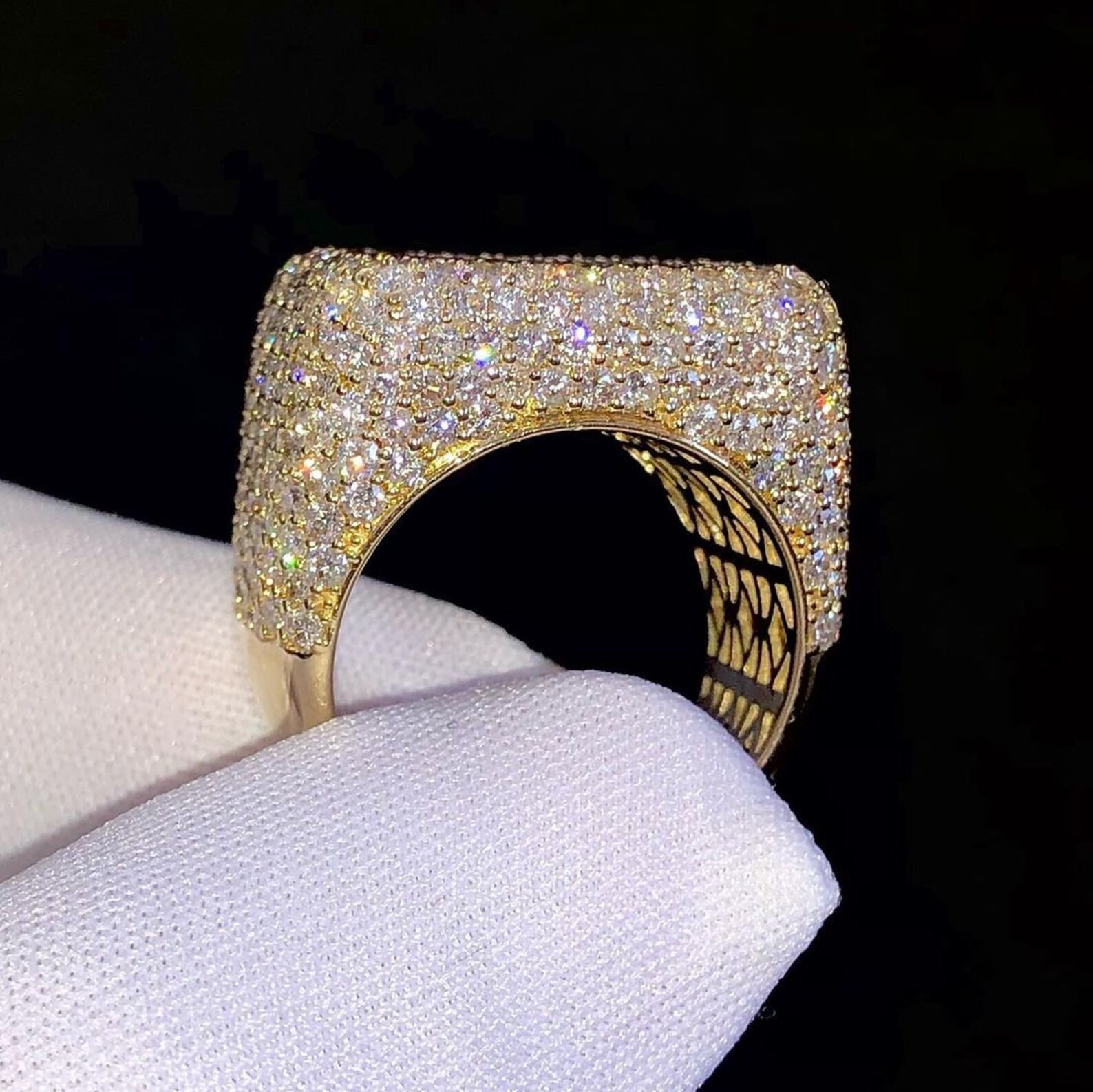 Fully Iced Out VVS Moissanite Ring for Men, Custom Hip Hop Ring, Rapper ...