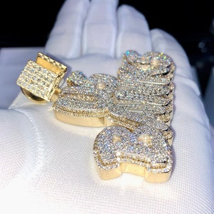 VVS Moissanite Pendant With Custom Bail, Fully Iced Out Diamond Custom ...