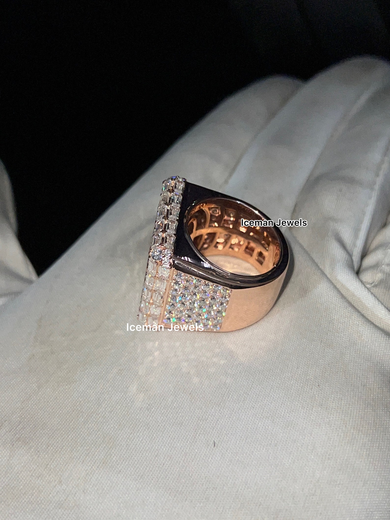 Solid 14k Gold Champion Ring, Full Iced Out Baguette Diamond Ring, Real ...