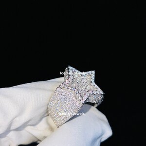 14K Gold Custom Star Champion Ring, Customized Iced Out Baguette ...