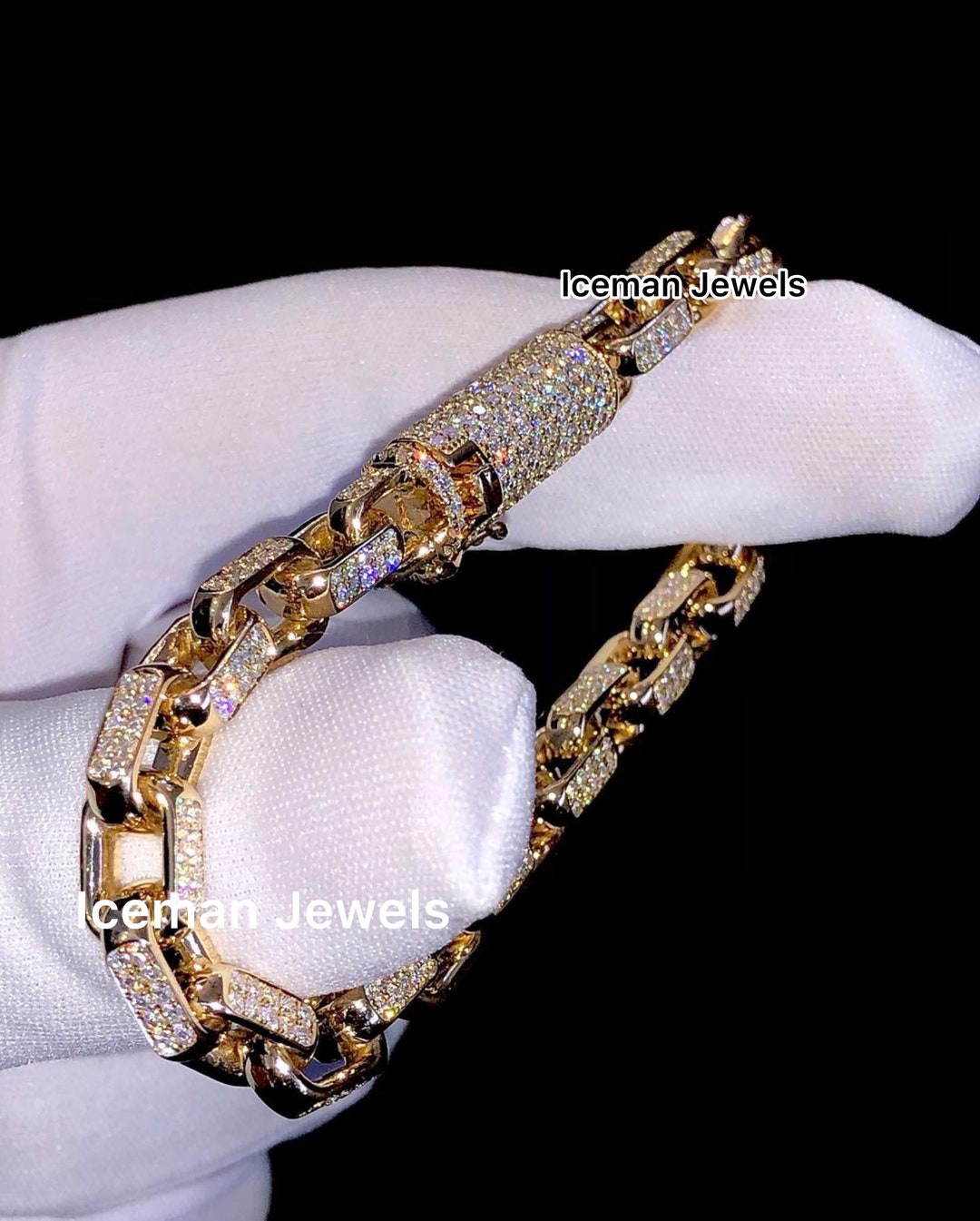 Iced Out Moissanite Diamond Cuban Link Chain Iced Out VVS Moissanite ...