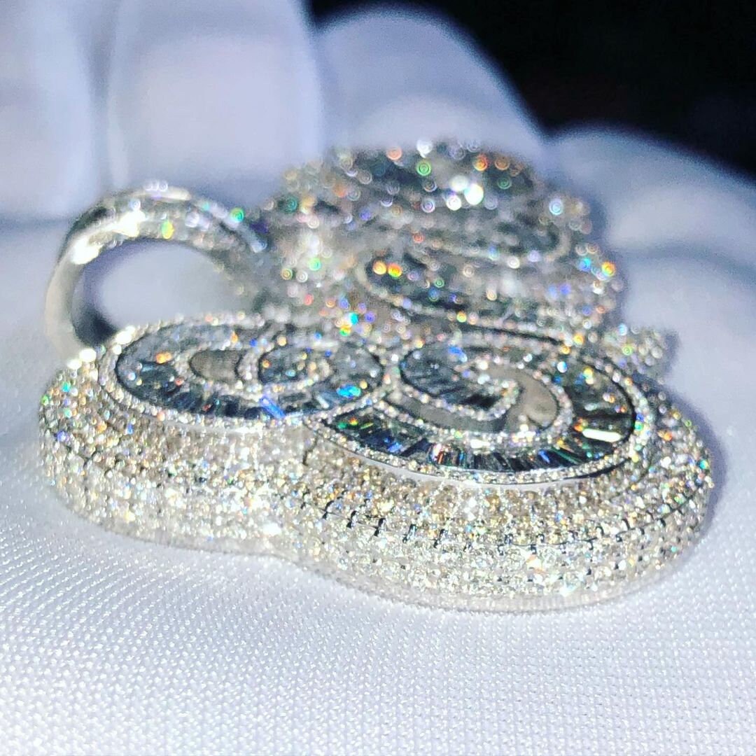 VVS Moissanite Any Letter Pendant, Custom Any Name Iced Out Logo ...