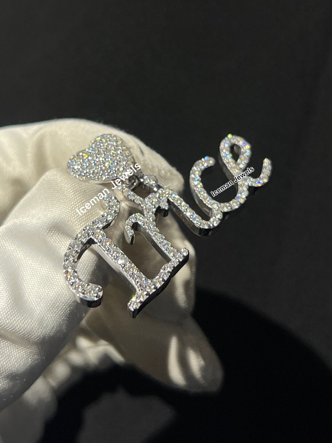 Icy Hip Hop Moissanite Diamond Cursive Personalized Name Necklace Gift ...