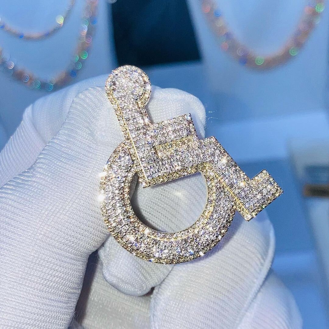 Ice Out VVS Moissanite Diamond Wheelchair Pendant | VVS Custom Diamond ...