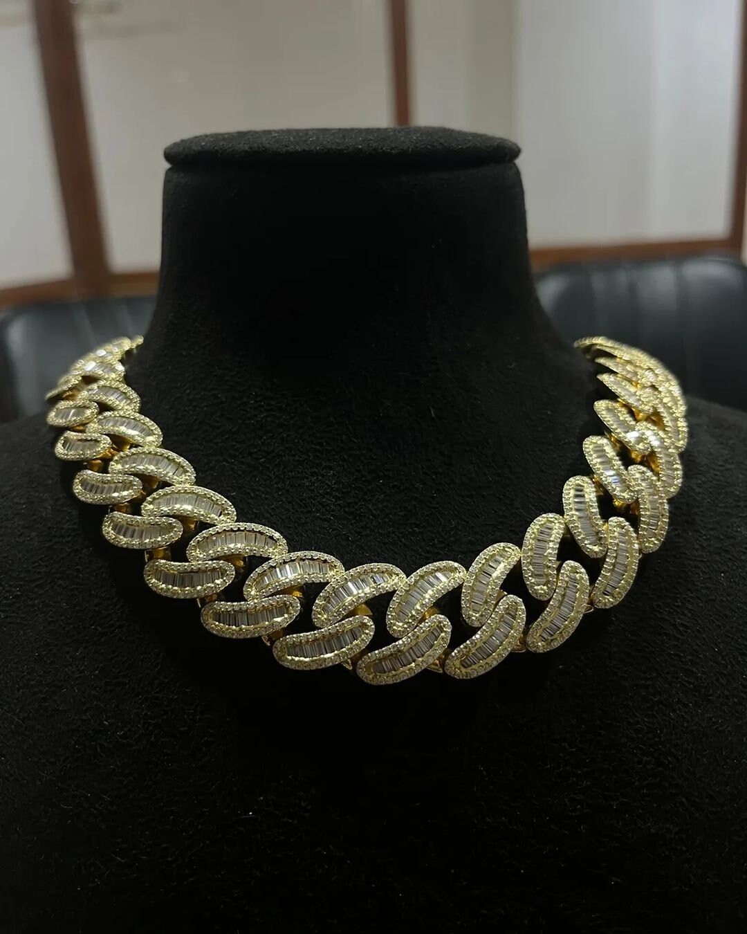 Iced Out Baguette Diamond Chain Miami Cuban Link VVS - Etsy