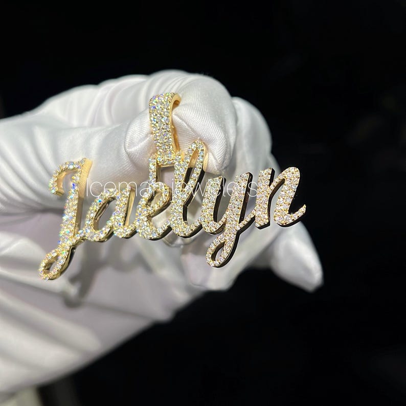 Iced Out VVS Moissanite Diamond Custom Letter Pendant, VVS Name Pendant ...