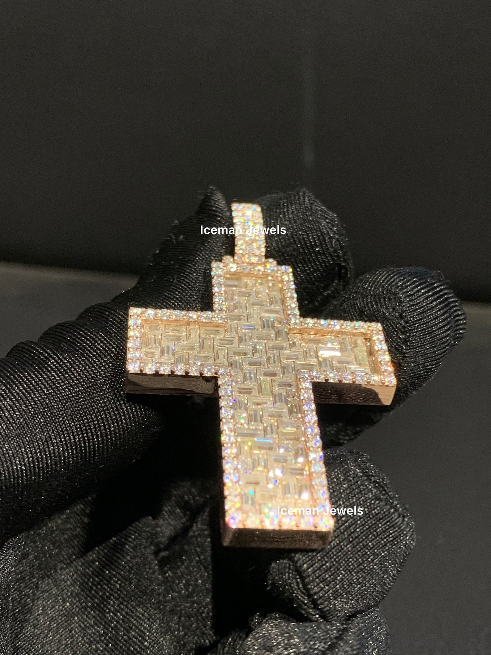 VVS Moissanite Charm Cross Pendant, 925 Silver Iced Out Hip Hop Pendant ...