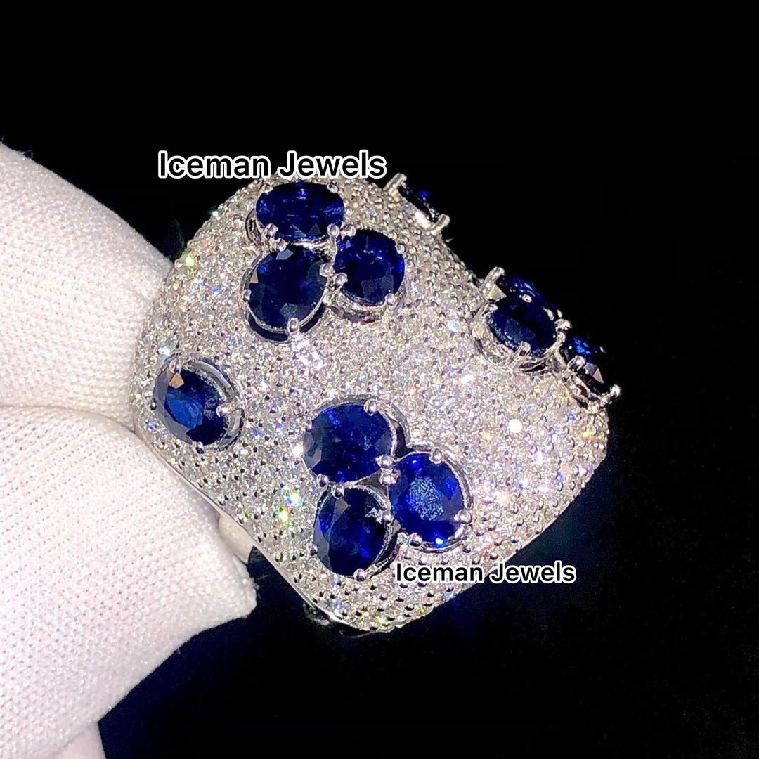 Iced Out VVS Diamond Champion Ring, Full Iced Out Round Diamond Ring ...