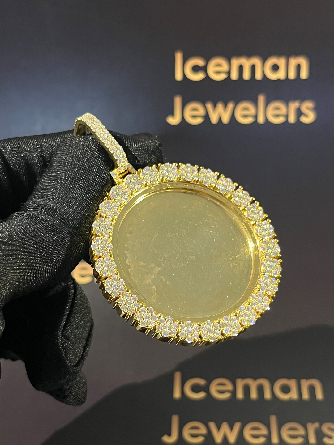 Real VVS Moissanite Cluster Photo Pendant 925 Silver Custom Hip Hop ...