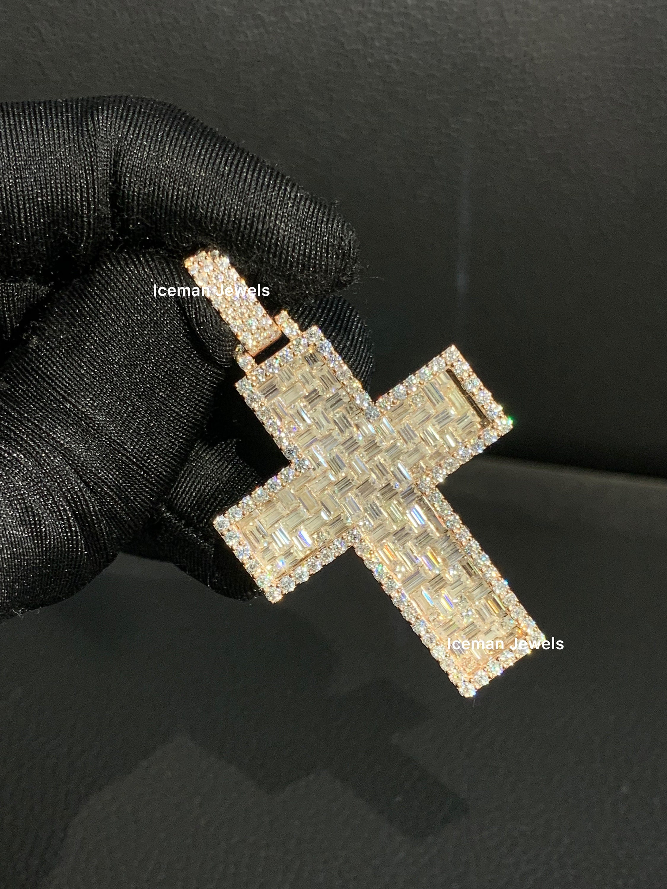 VVS Moissanite Charm Cross Pendant, 925 Silver Iced Out Hip Hop Pendant ...