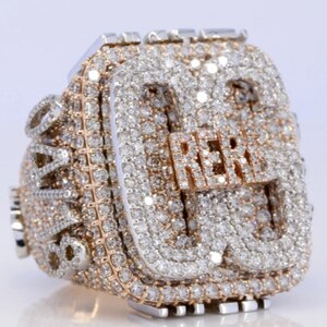 Mens Ice Out Ring, VVS Moissanite Diamond Ring, 925 Silver Championship ...
