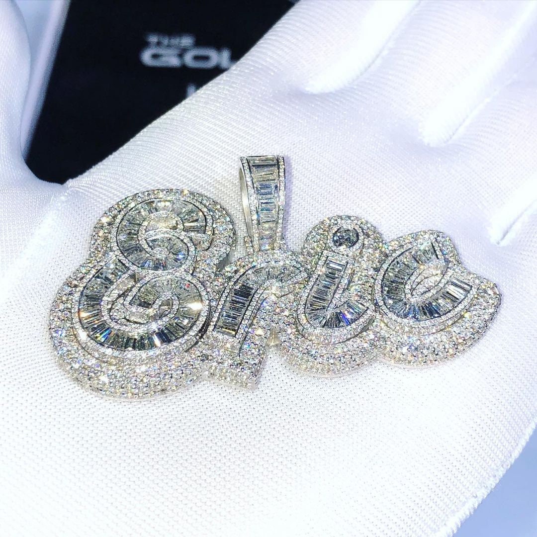 VVS Moissanite Any Letter Pendant, Custom Any Name Iced Out Logo ...