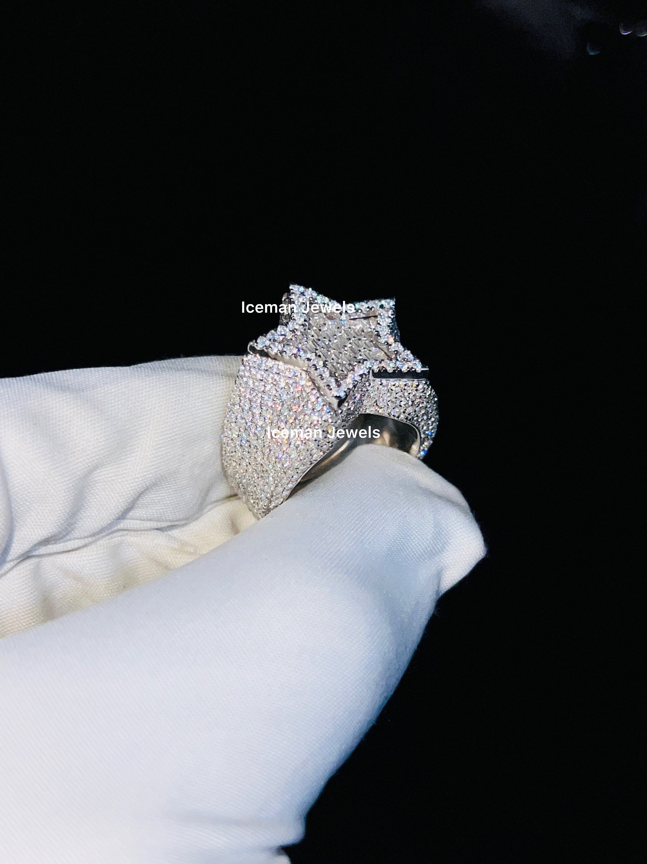 14K Gold Custom Star Champion Ring, Customized Iced Out Baguette ...
