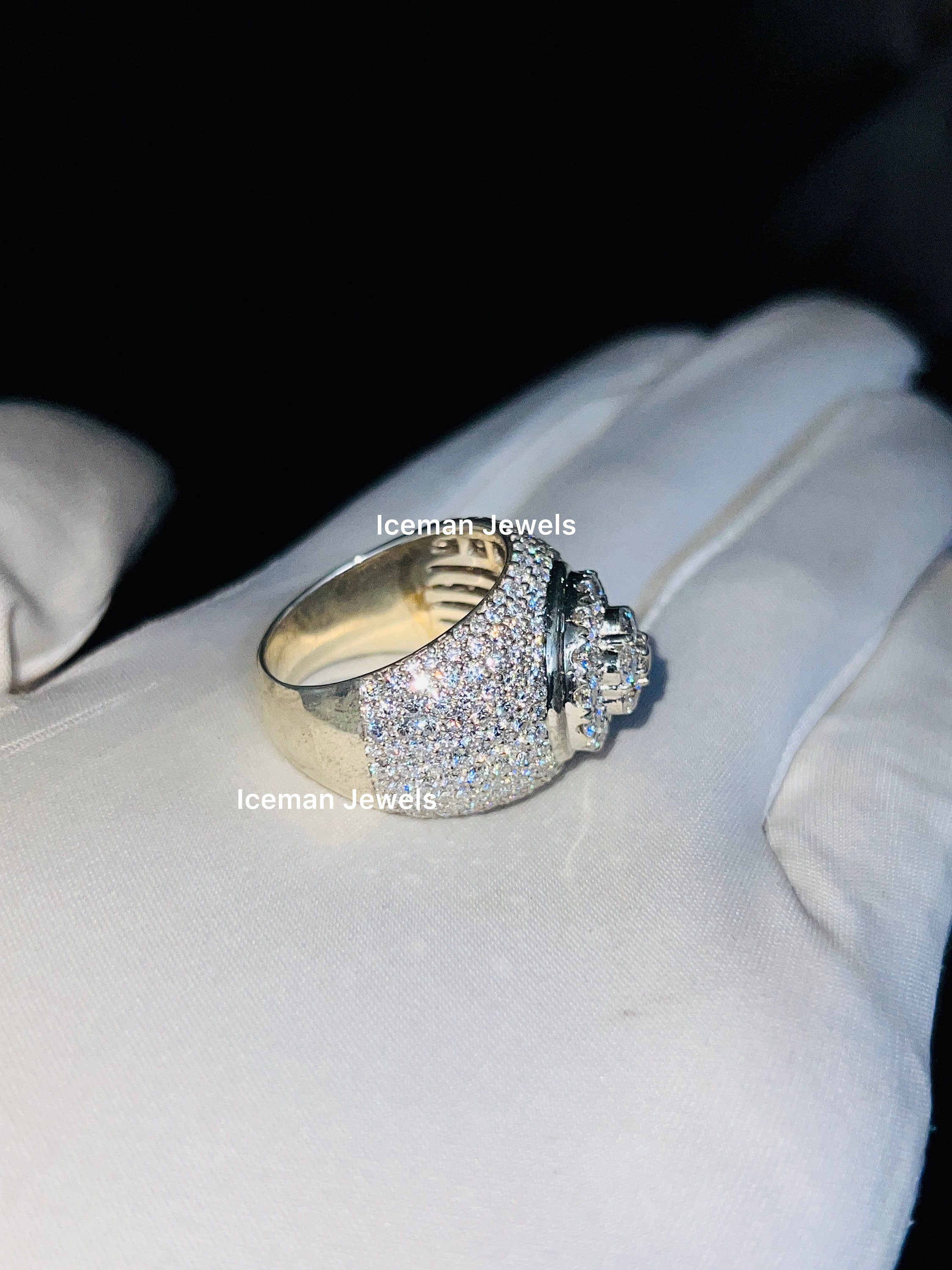 14k Gold VVS Diamond Champion Ring, Men's Iced Out Diamond Ring Hip Hop ...