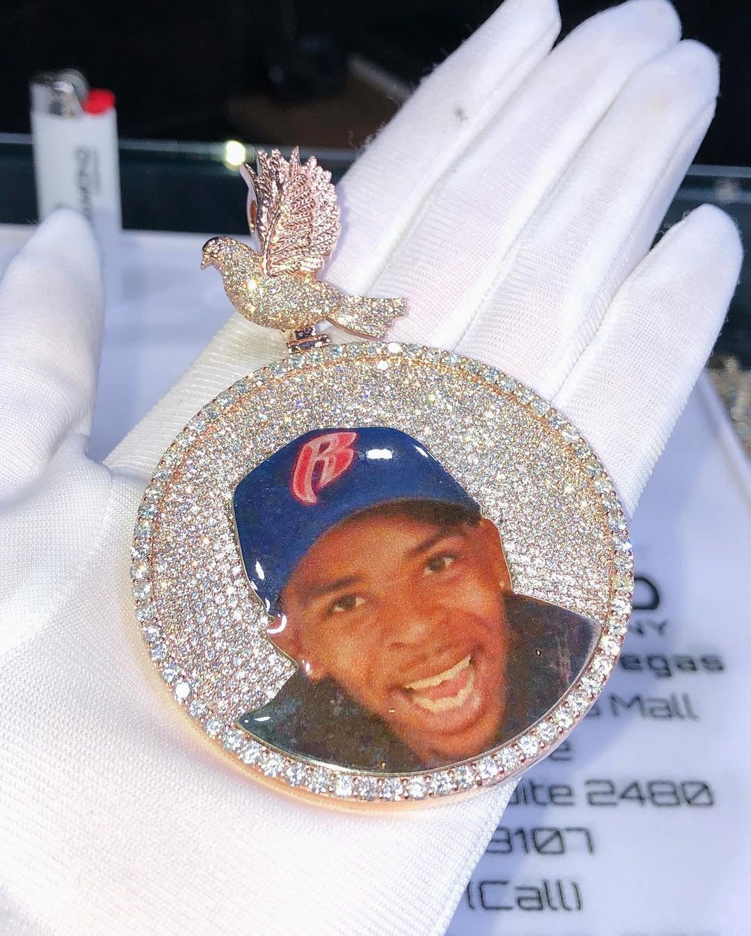 4 Inch 925 Sterling Silver Photo Pendant Fully Iced Out Diamond Memory ...