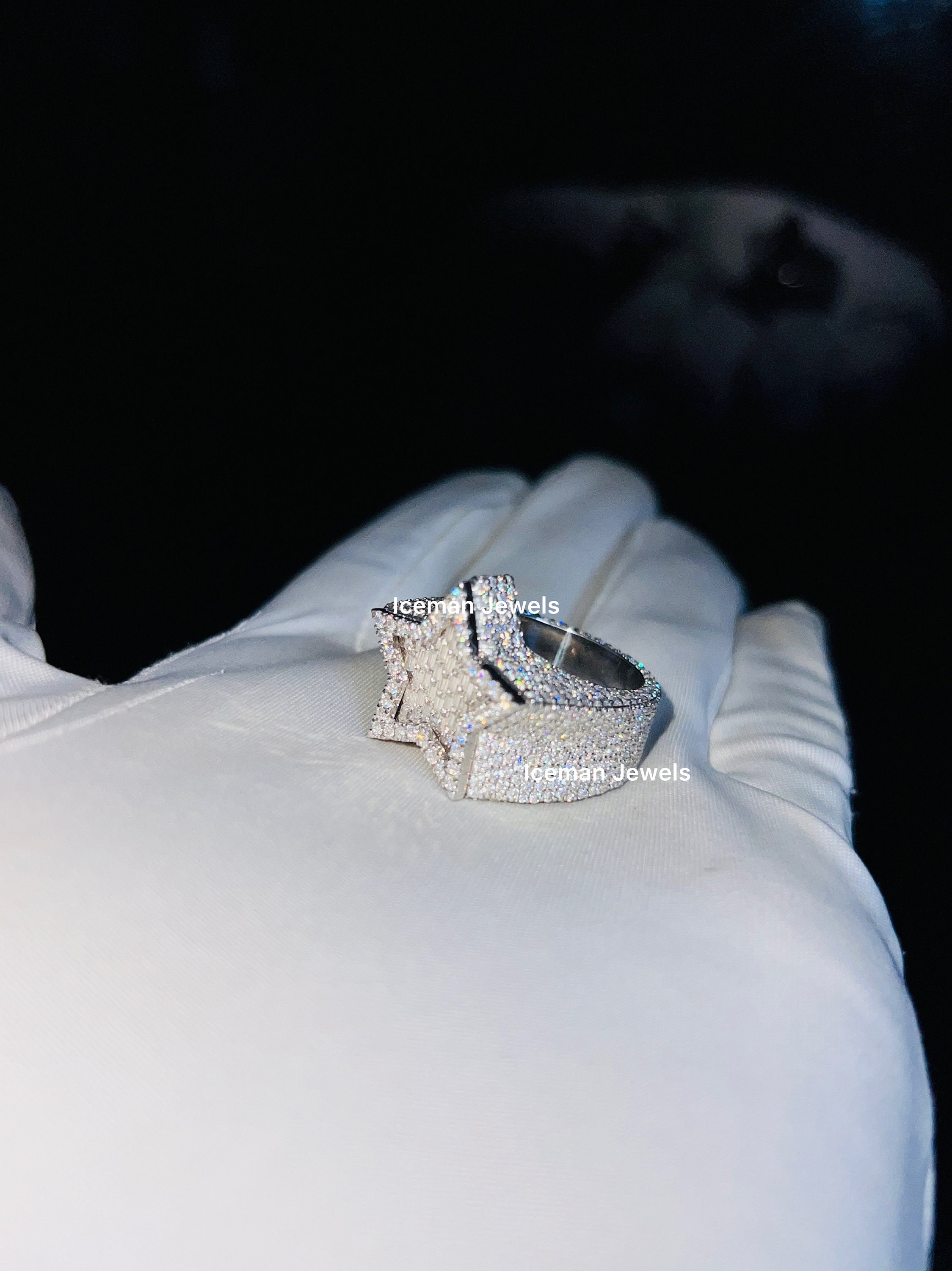 14K Gold Custom Star Champion Ring, Customized Iced Out Baguette ...