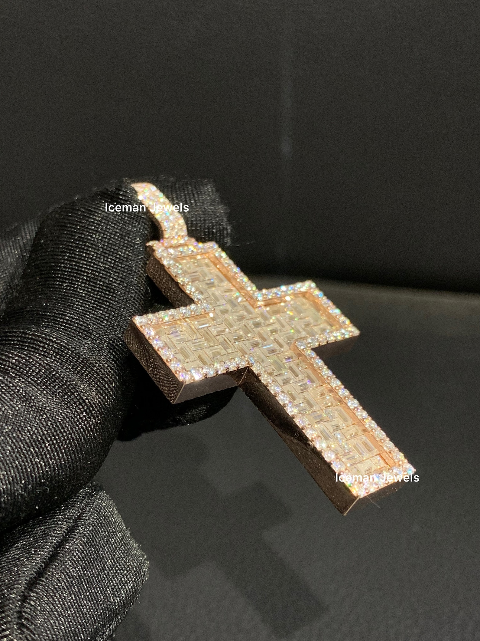 VVS Moissanite Charm Cross Pendant, 925 Silver Iced Out Hip Hop Pendant ...