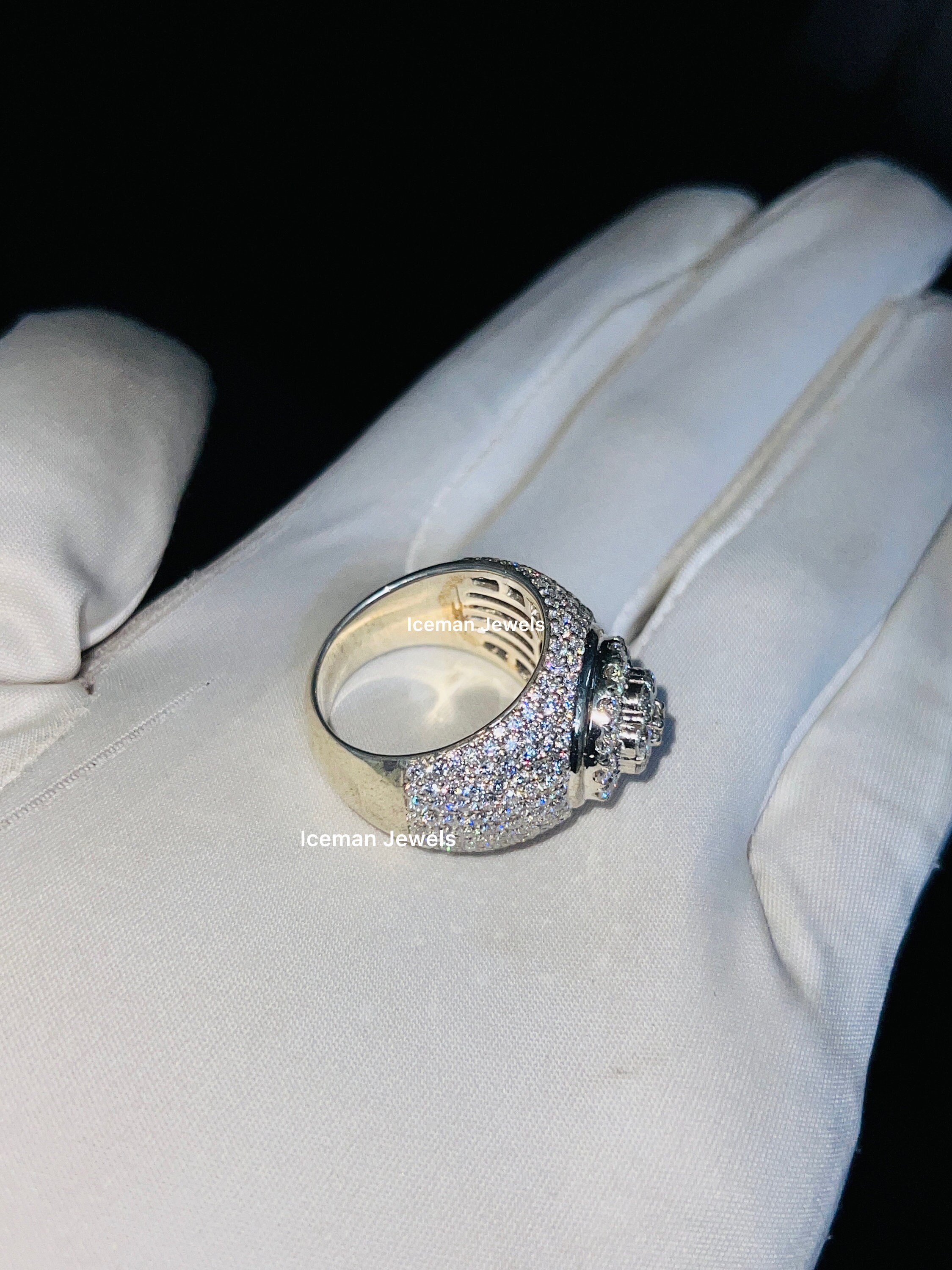 14k Gold VVS Diamond Champion Ring, Men's Iced Out Diamond Ring Hip Hop ...