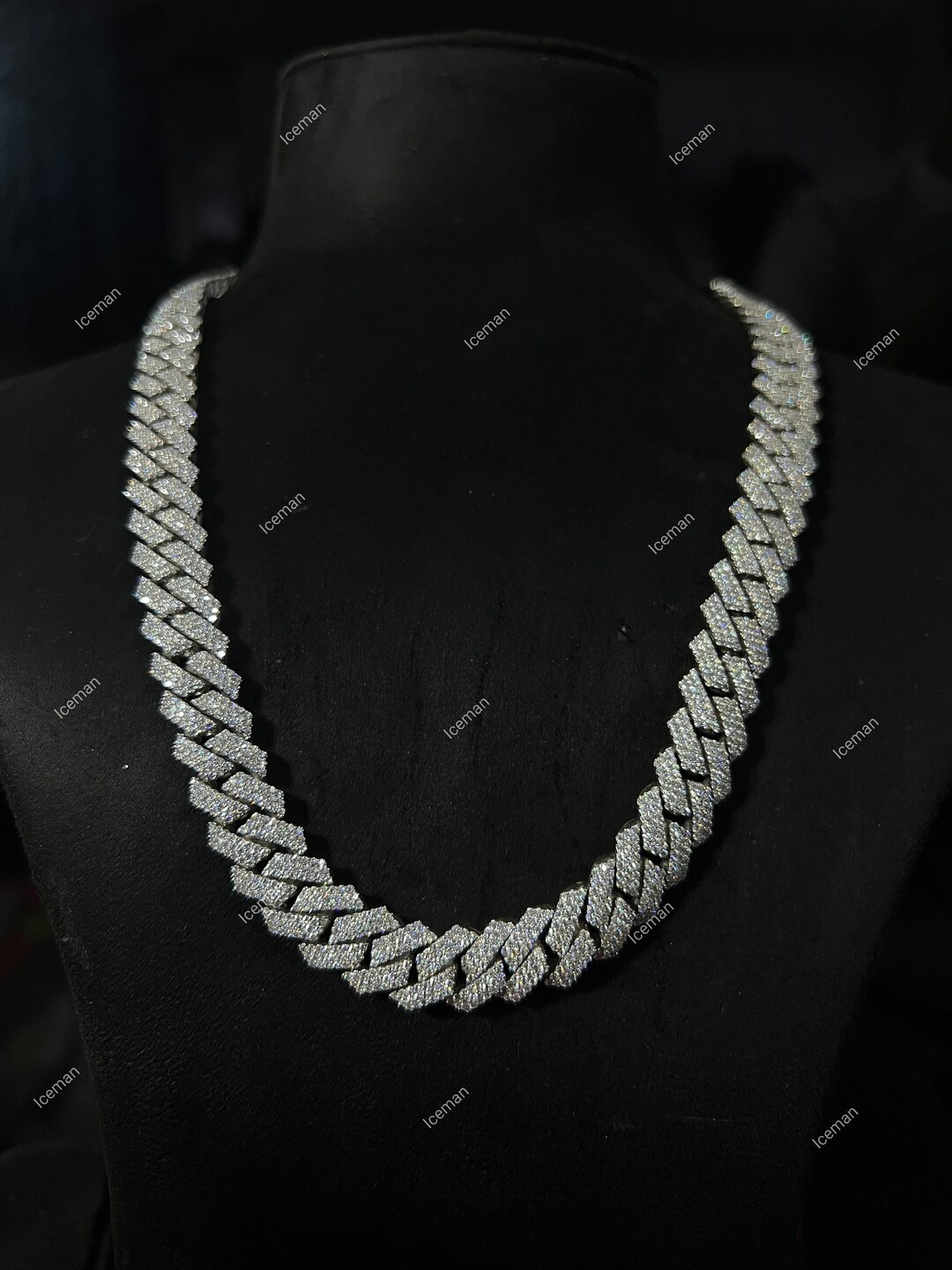 12mm VVS Diamond Iced Out Chain, VVS Moissanite Cuban Link Chain, 925 ...