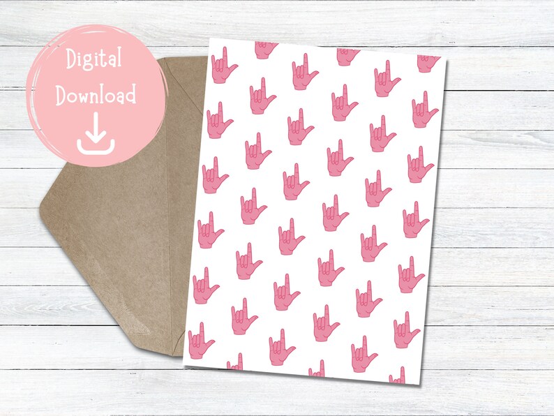 ASL I Love You Sign Language Printable Greeting Card Valentine's Day ...