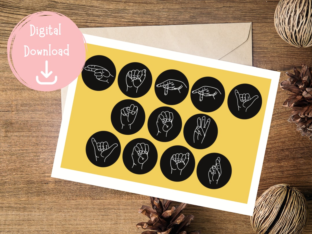 ASL Happy New Year Printable Card, Printable Greeting Card, Sign ...