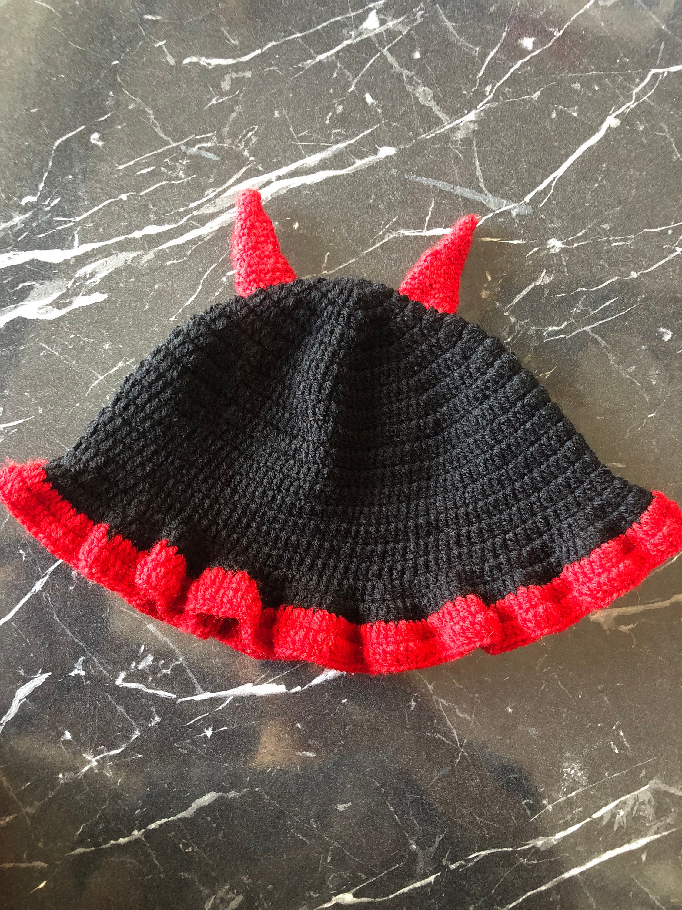 Handmade Red and Black Devil Bucket Hat Unique and High - Etsy