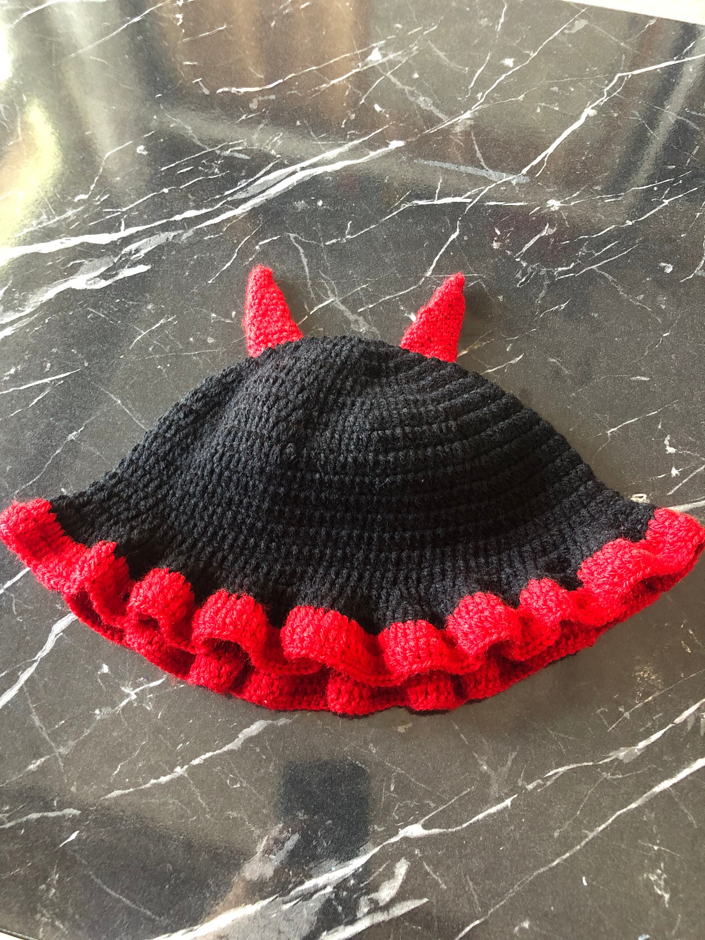 Handmade Red and Black Devil Bucket Hat Unique and High - Etsy