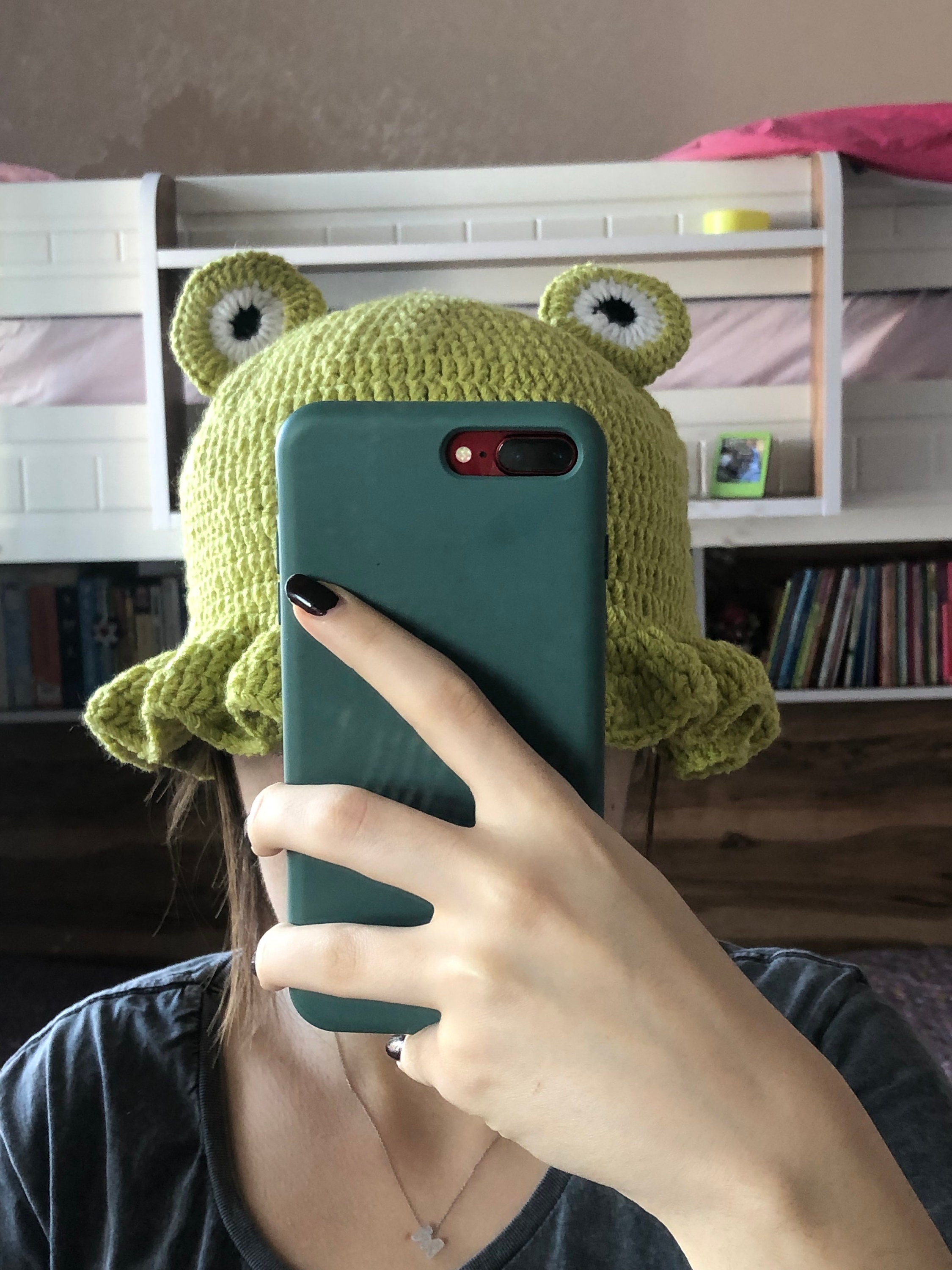 Frog Hat Knitted Frog Hat Green Frog Hat - Etsy