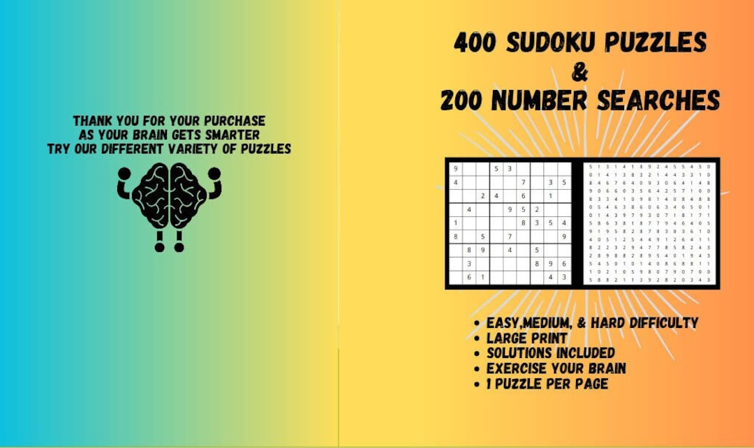 Ultimate Brain Teaser Bundle: 400 Easy/med/hard Sudoku and 200 Number ...
