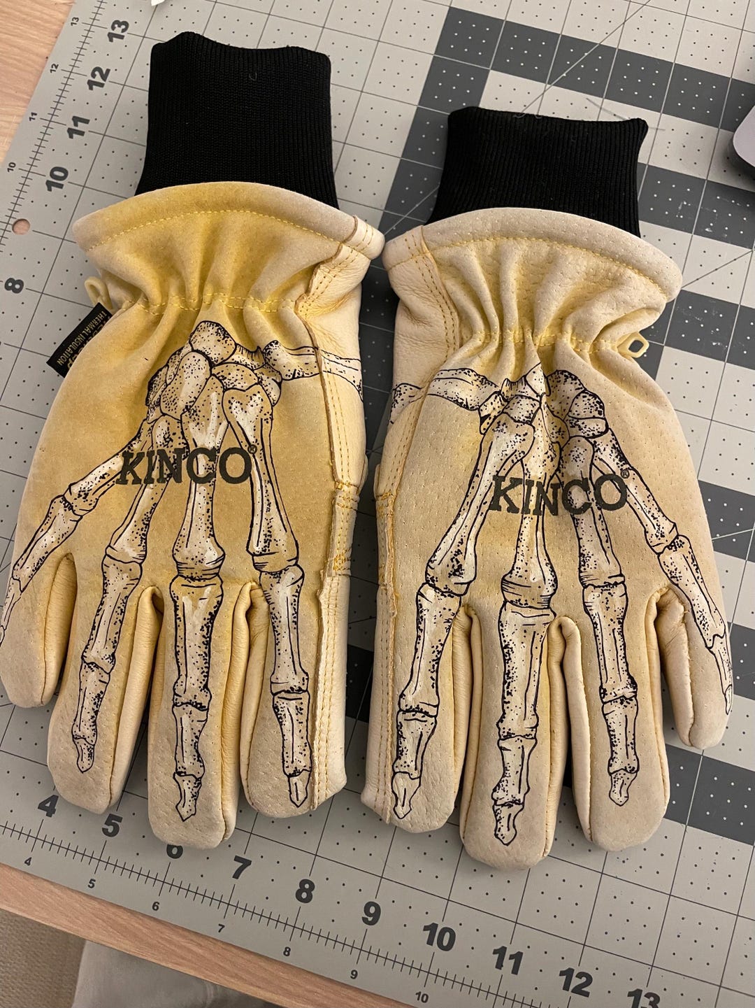 Hand Drawn Kinco Ski Skeleton Gloves - Size Medium - Etsy
