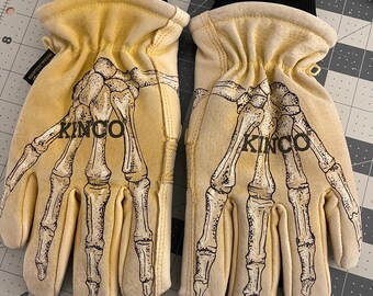 Hand Drawn Kinco Ski Skeleton Mittens - Size Large - Etsy