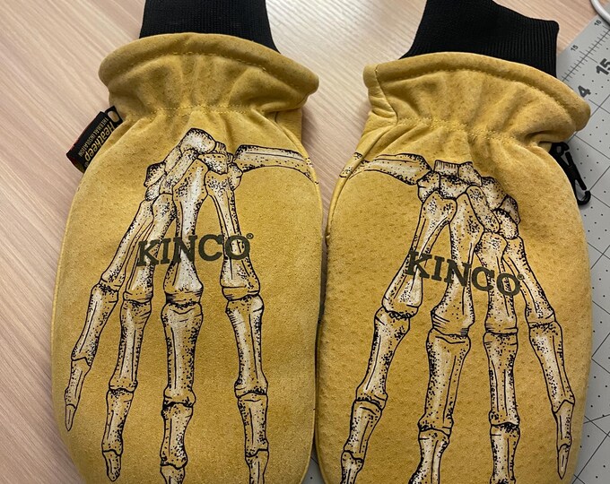 Hand Drawn Kinco Ski Skeleton Mittens - Size Large - Etsy