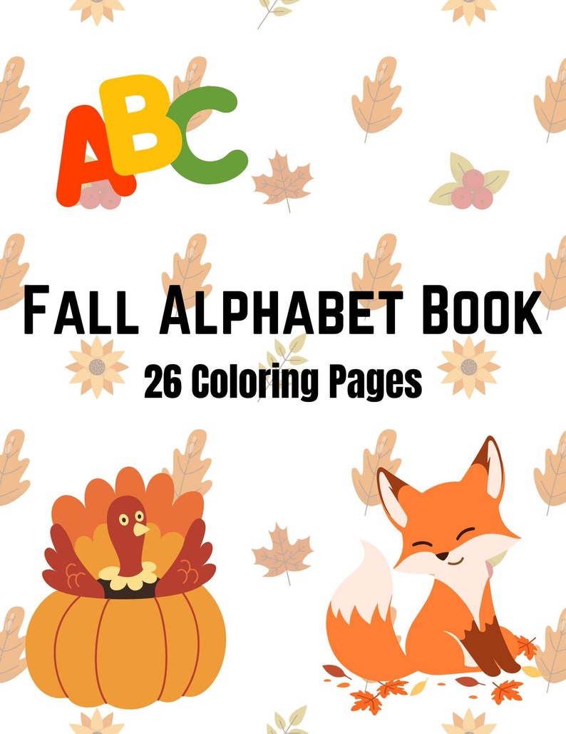 Fall Alphabet Coloring Book, 26 Coloring Pages, Printable - Etsy