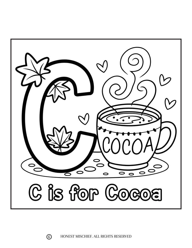 Fall Alphabet Coloring Book, 26 Coloring Pages, Printable - Etsy