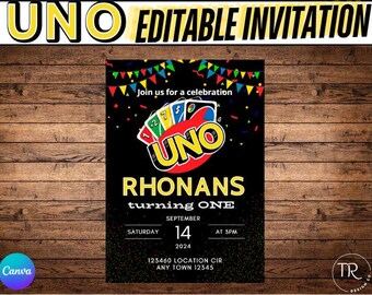 UNO Theme First Birthday Invitation Printed Custom Made QTY 25 - Etsy