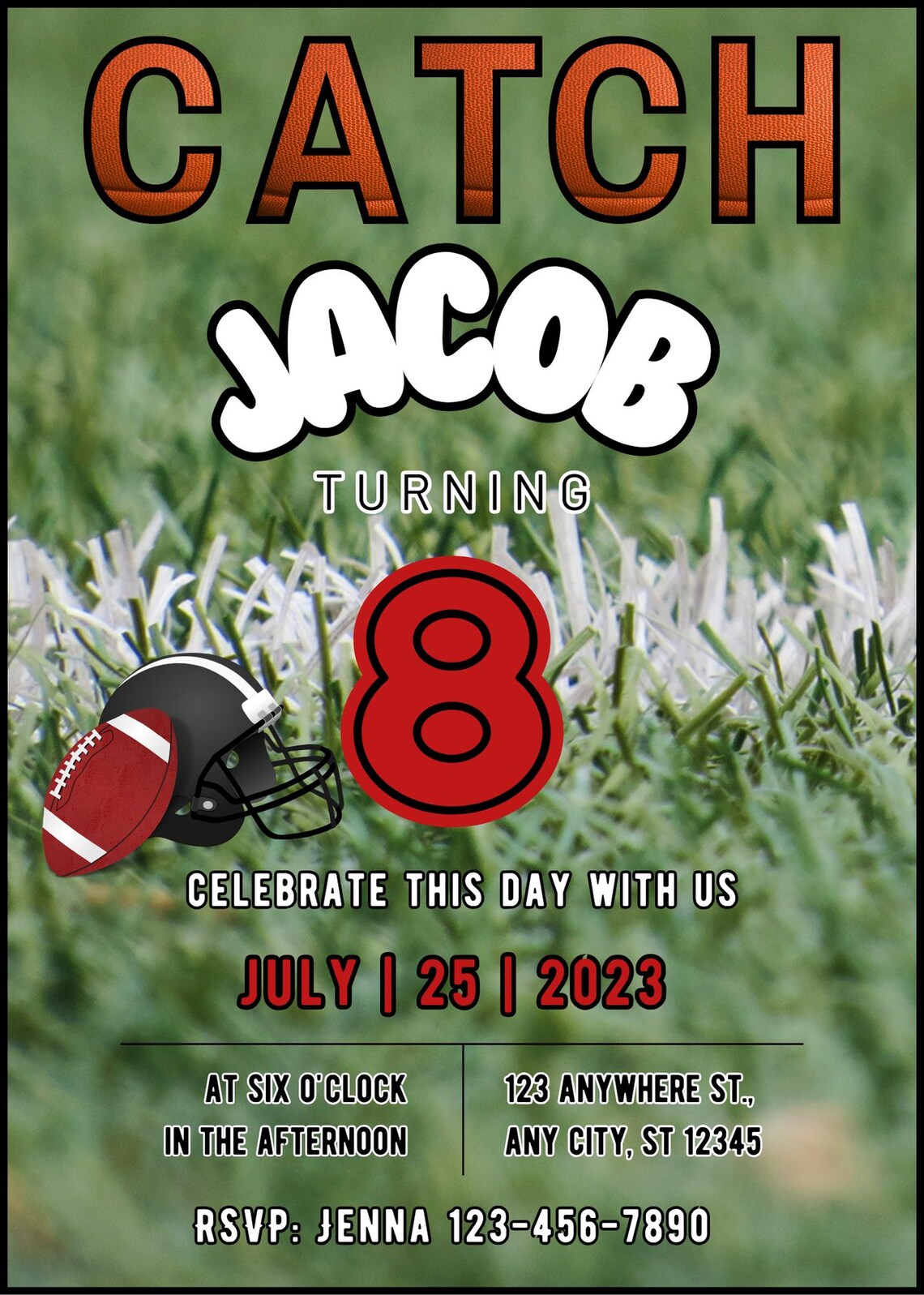 Football Birthday Invitation: Canva Editable Template (PDF) - Etsy